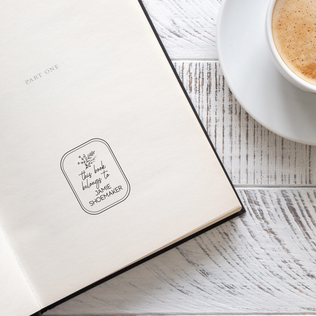 Leaf Book Self Inking Stamp